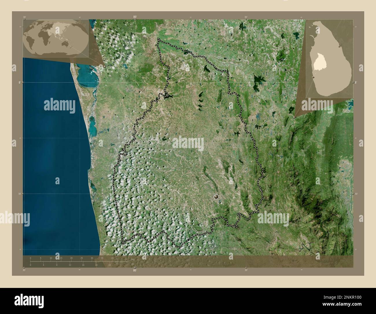 Kurunegala, district of Sri Lanka. High resolution satellite map ...
