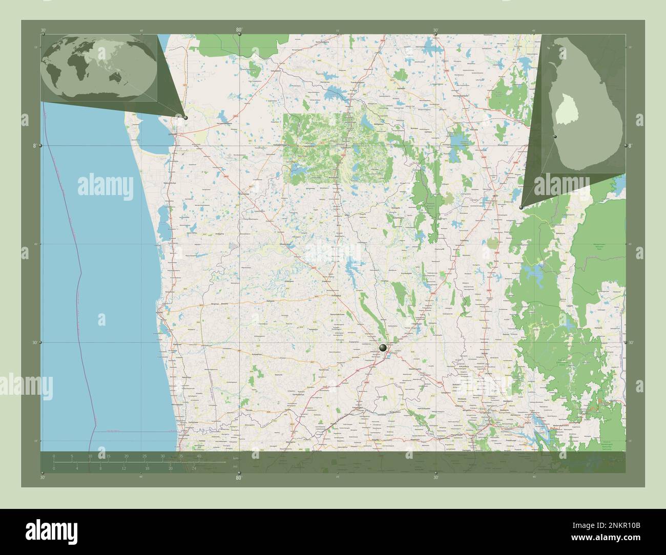 Kurunegala, district of Sri Lanka. Open Street Map. Corner auxiliary ...