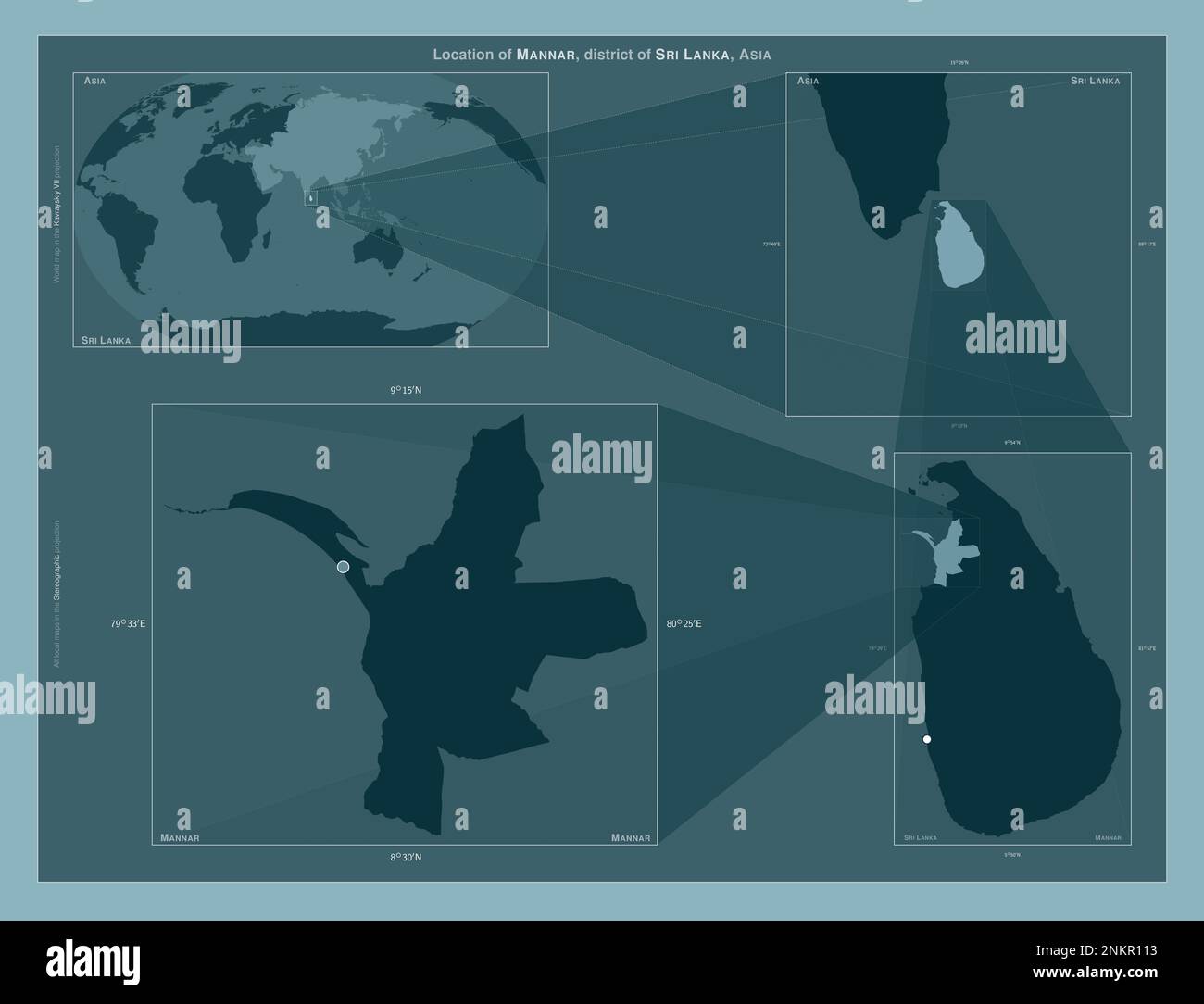 Mannar, district of Sri Lanka. Diagram showing the location of the ...