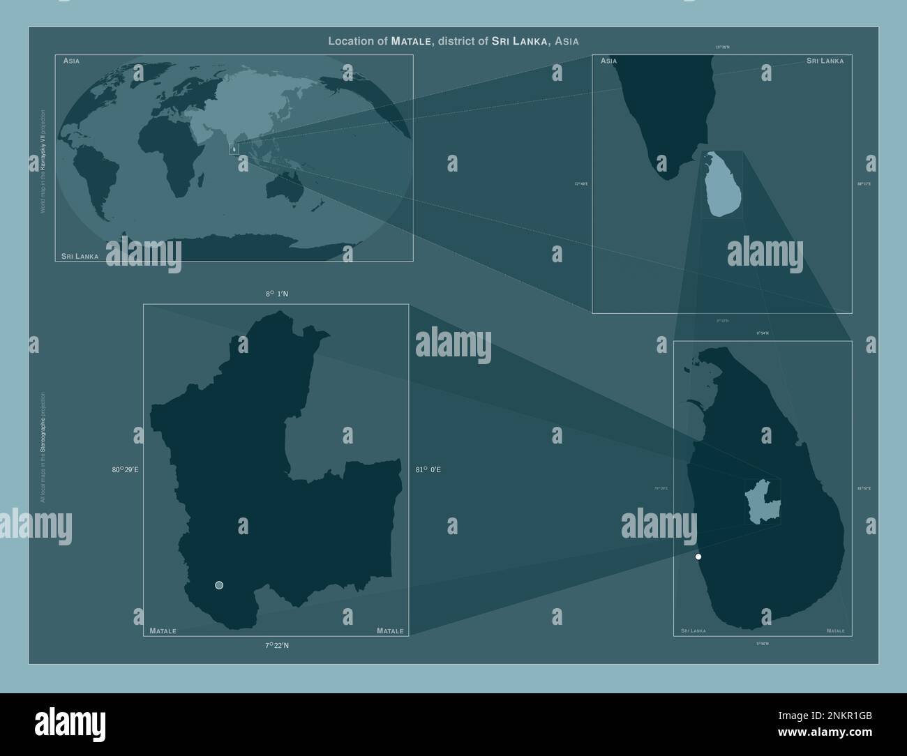 Matale, district of Sri Lanka. Diagram showing the location of the ...