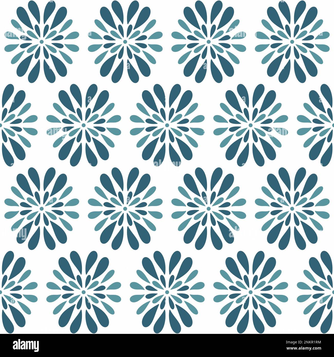 Indigo flower seamless pattern. Blue abstract geometrical flower on the ...