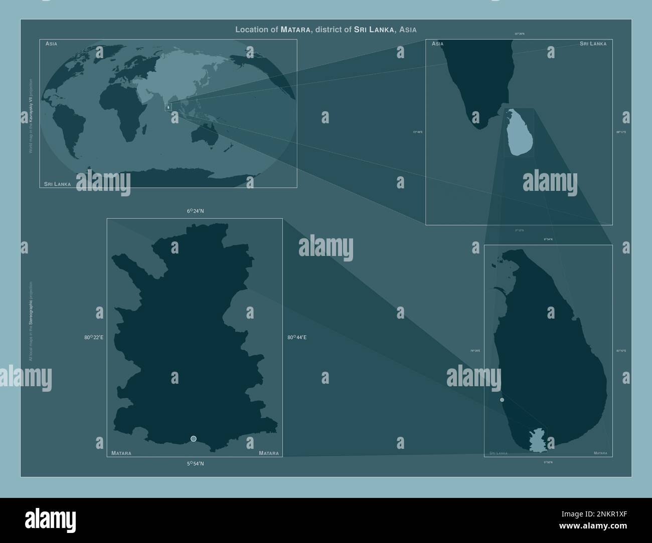Matara, district of Sri Lanka. Diagram showing the location of the ...