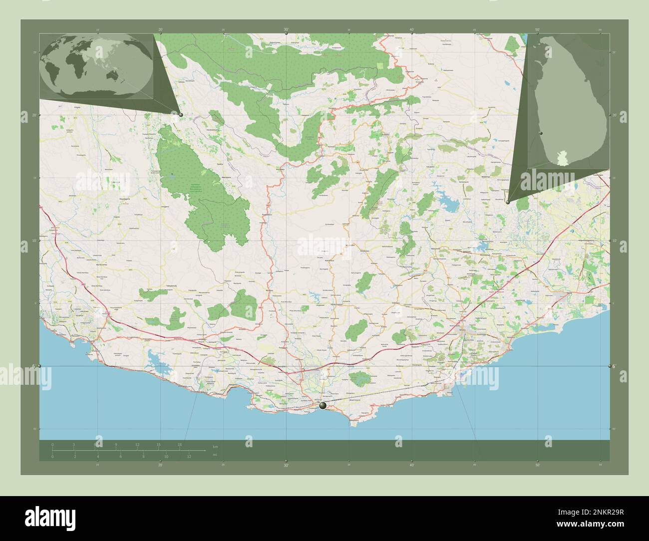 Matara, district of Sri Lanka. Open Street Map. Corner auxiliary ...