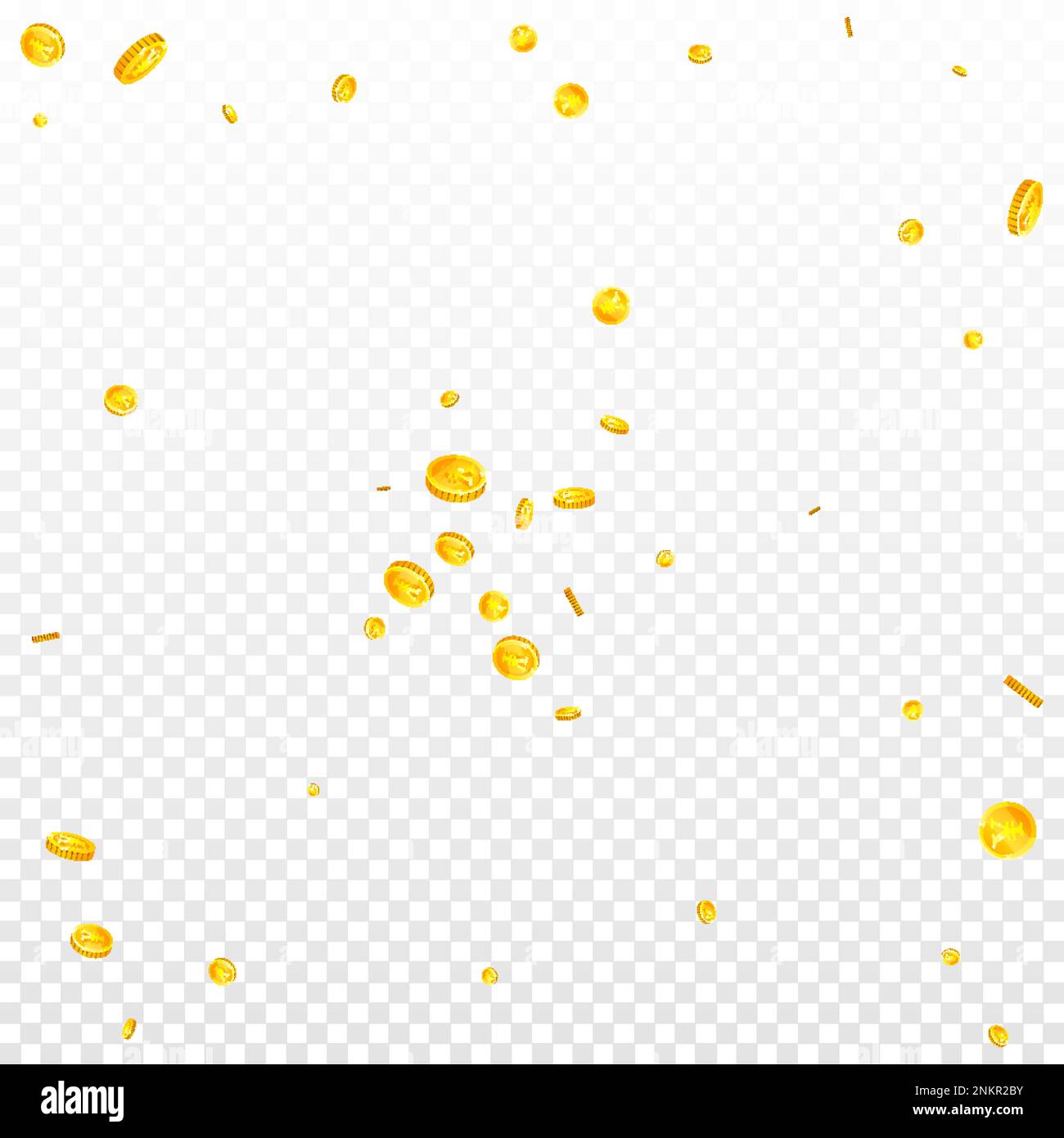 Chinese yuan coins falling. Scattered gold CNY coins. China money ...