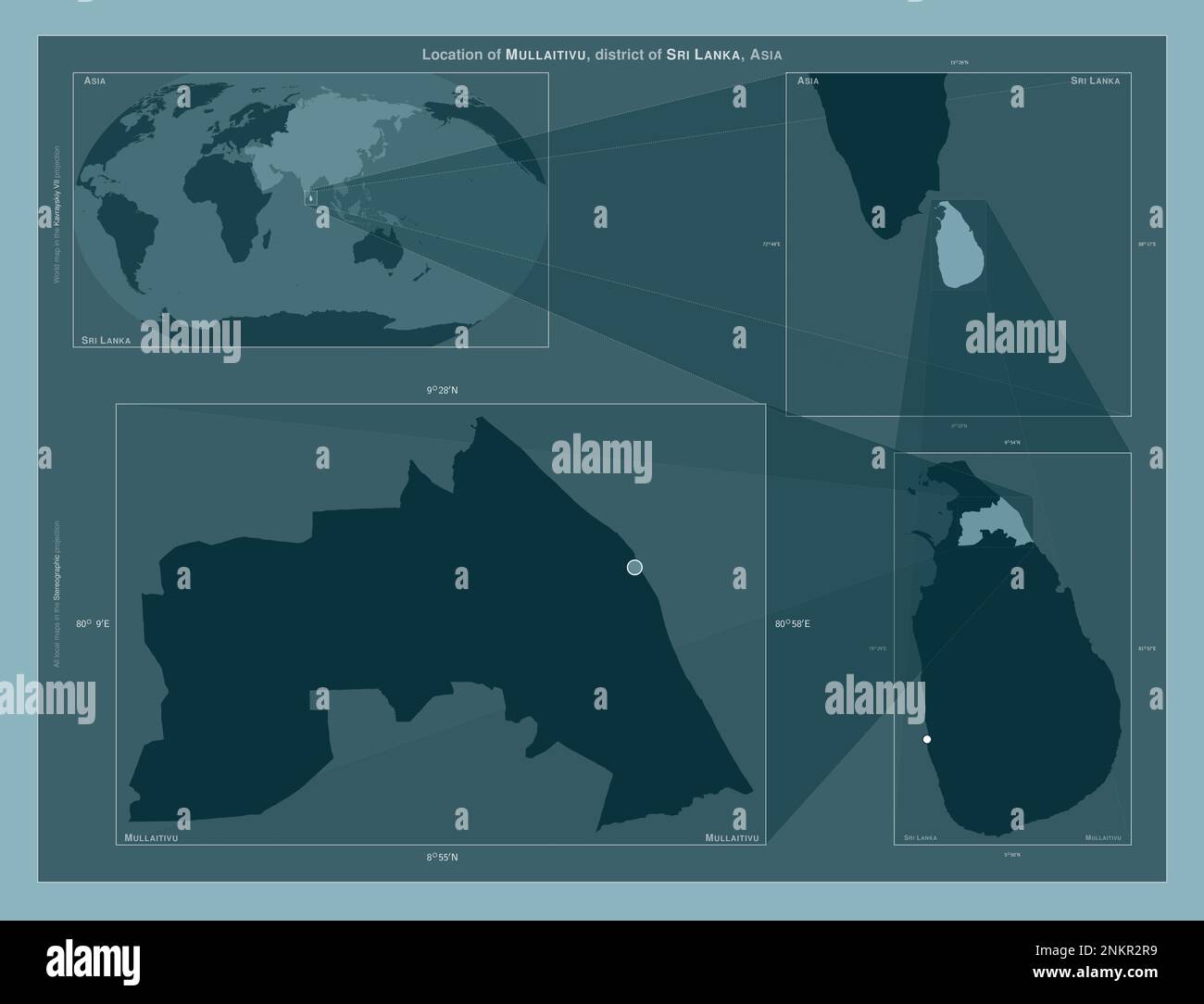 Mullaitivu, district of Sri Lanka. Diagram showing the location of the ...