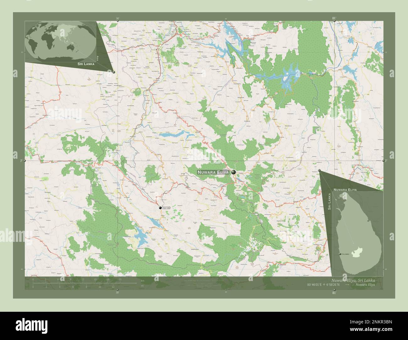 Nuwara Eliya, district of Sri Lanka. Open Street Map. Locations and ...