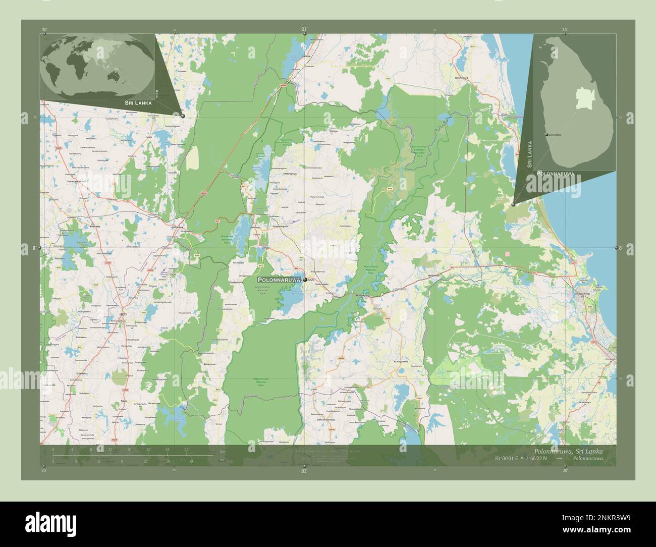 Polonnaruwa, district of Sri Lanka. Open Street Map. Locations and ...
