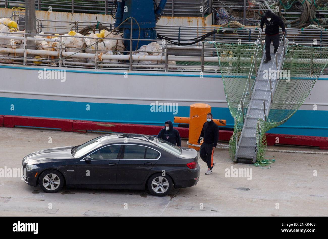 (L-R) The skipper, Juan Padín; his nephew, Eduardo Rial Padín; and ...