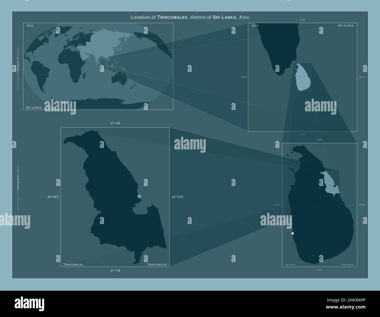 Trincomalee, district of Sri Lanka. Diagram showing the location of the ...