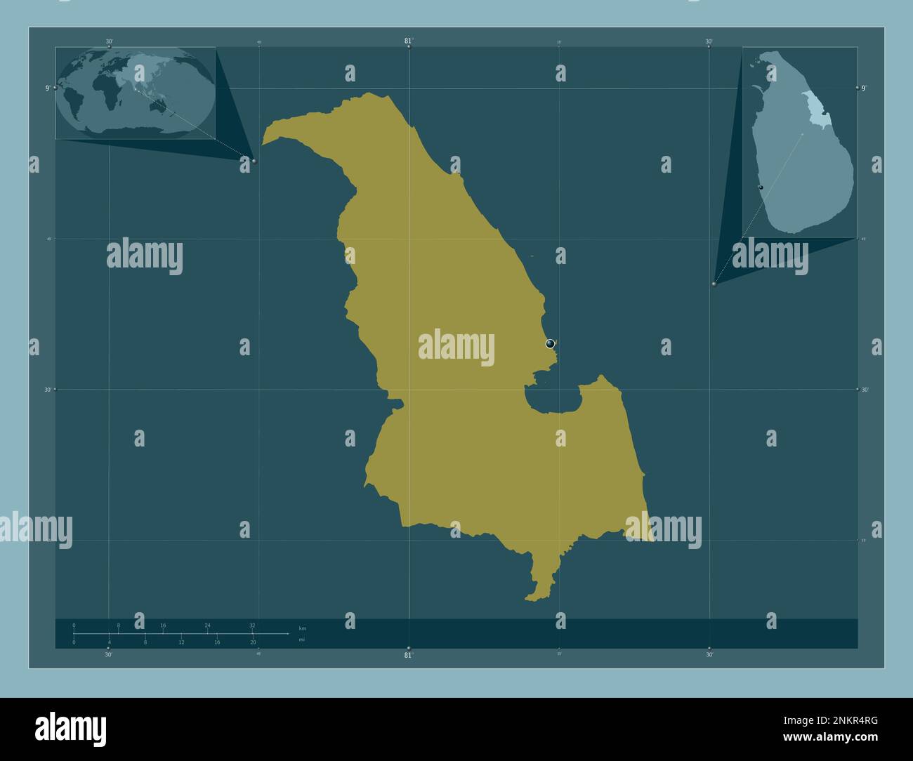 Trincomalee, district of Sri Lanka. Solid color shape. Corner auxiliary ...