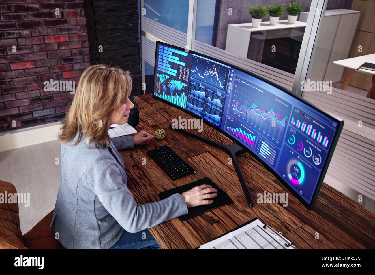Financial Business Analytics Data Dashboard. Analyst Woman Stock Photo ...