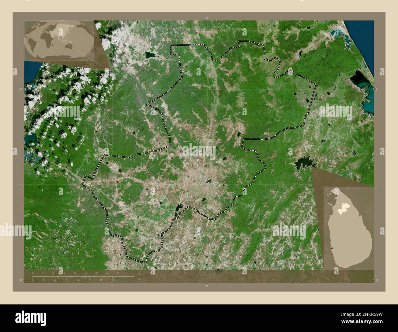 Vavuniya, district of Sri Lanka. High resolution satellite map ...