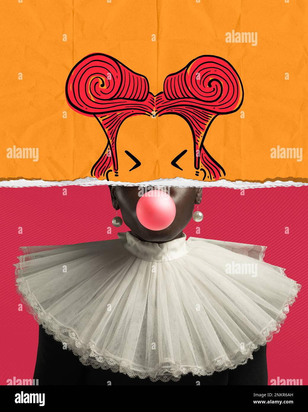 Contemporary art collage. Creative design with doodles. Medieval ...