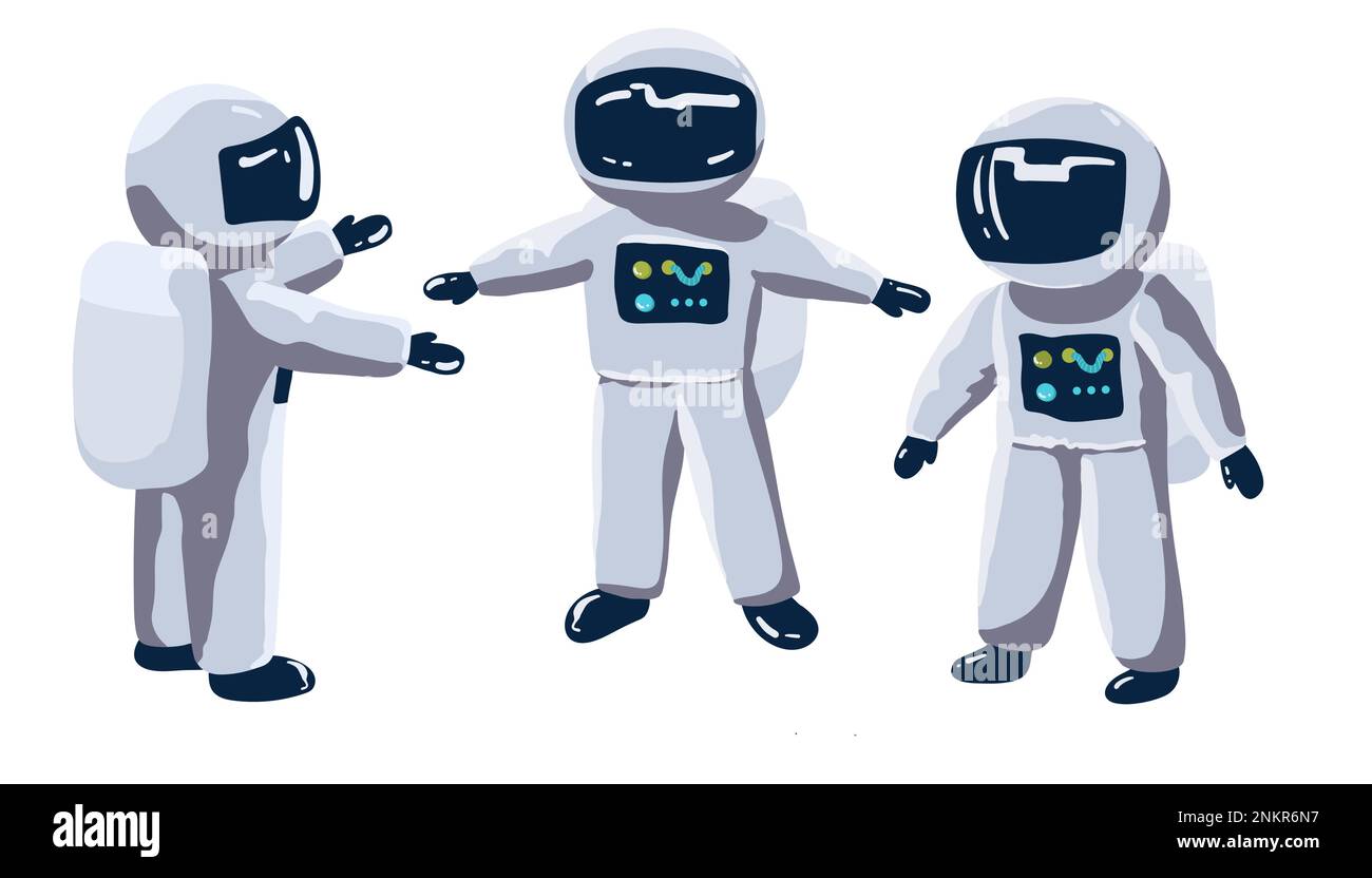 set of Astronauts Cartoon Vector Icon Illustration. Science Technology ...