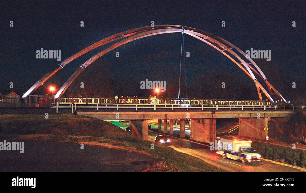 Traffic flows under the lite arches over N.C. 127, after the dedication ...