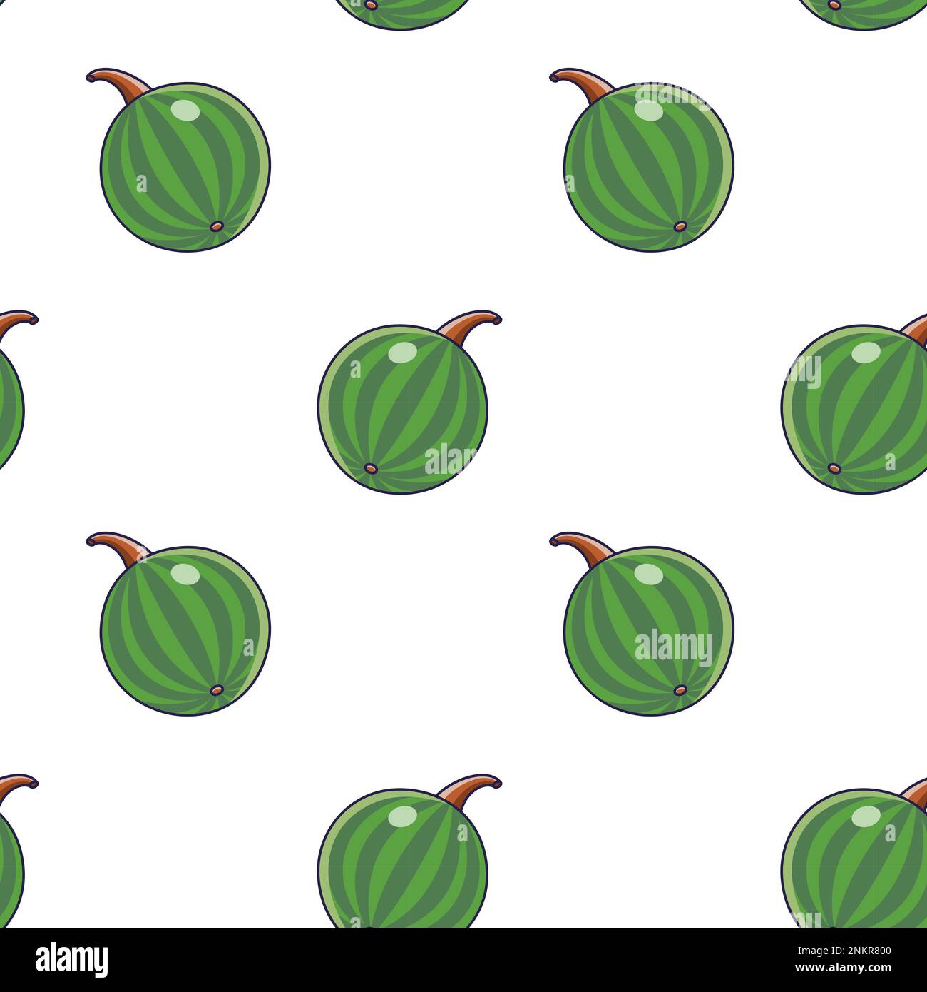 Cute green Watermelon seamless pattern in doodle style.. Vector hand ...