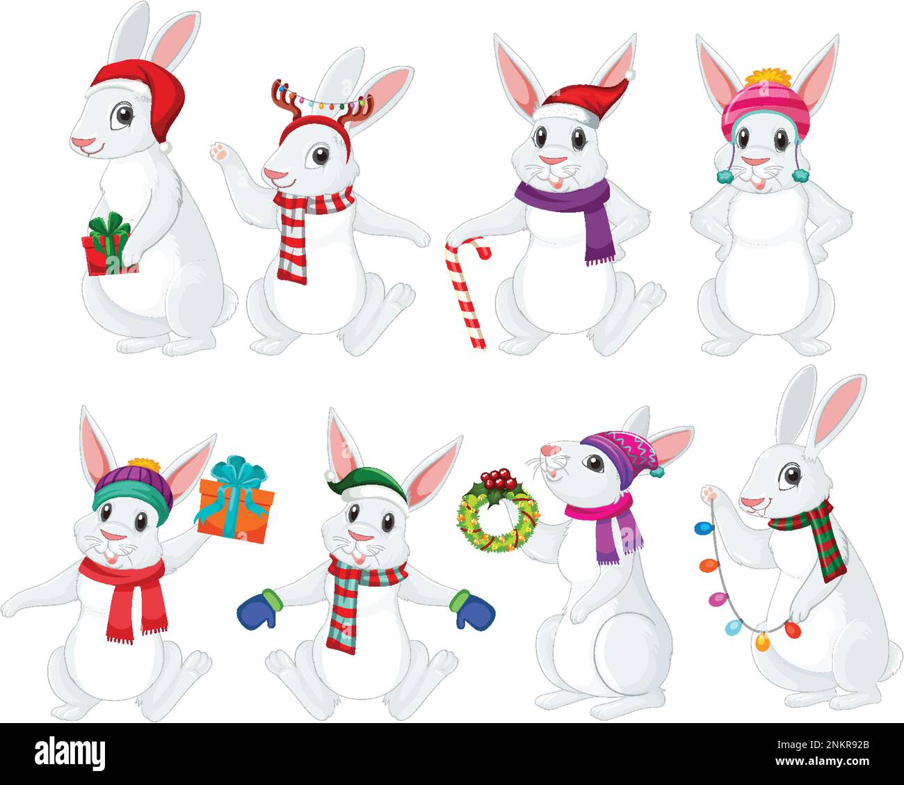 Cute rabbit cartoon character collection illustration Stock Vector ...