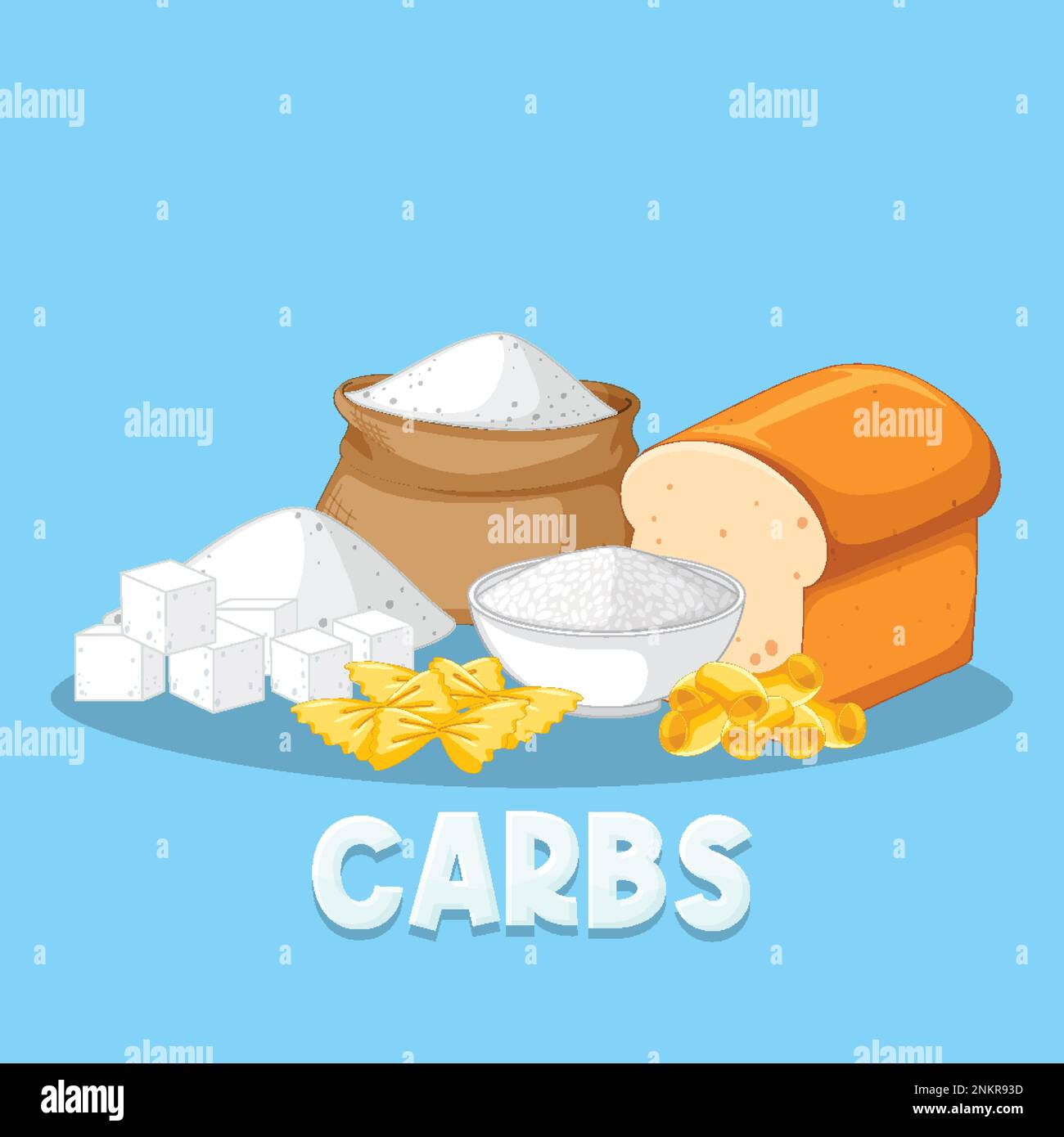 Variety of carbohydrates foods illustration Stock Vector Image & Art ...