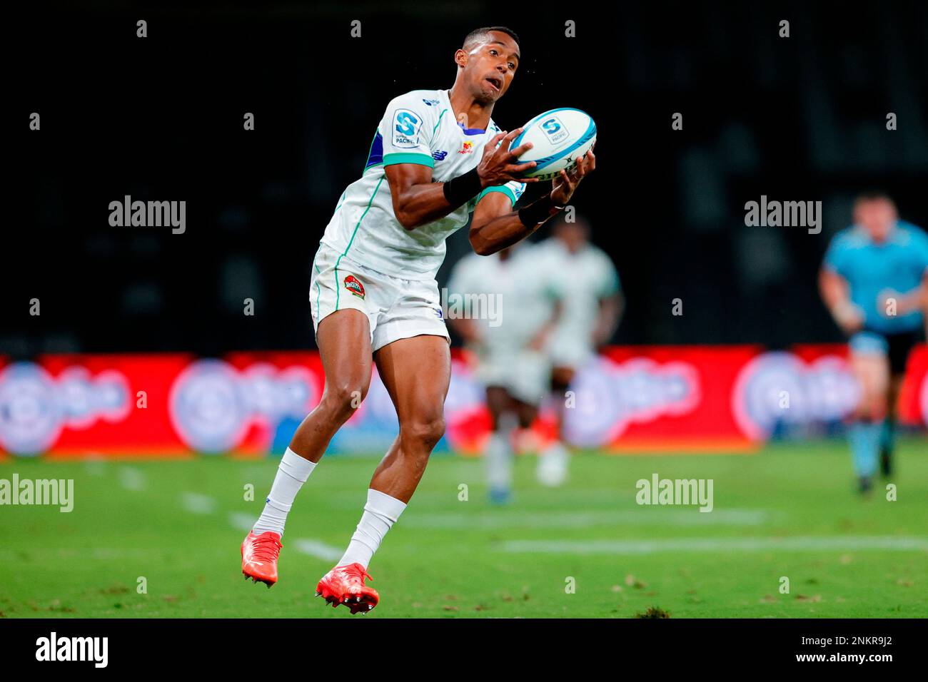 SYDNEY, AUSTRALIA - FEBRUARY 18: Kitione Ratu of Fijian Drua catches a ...
