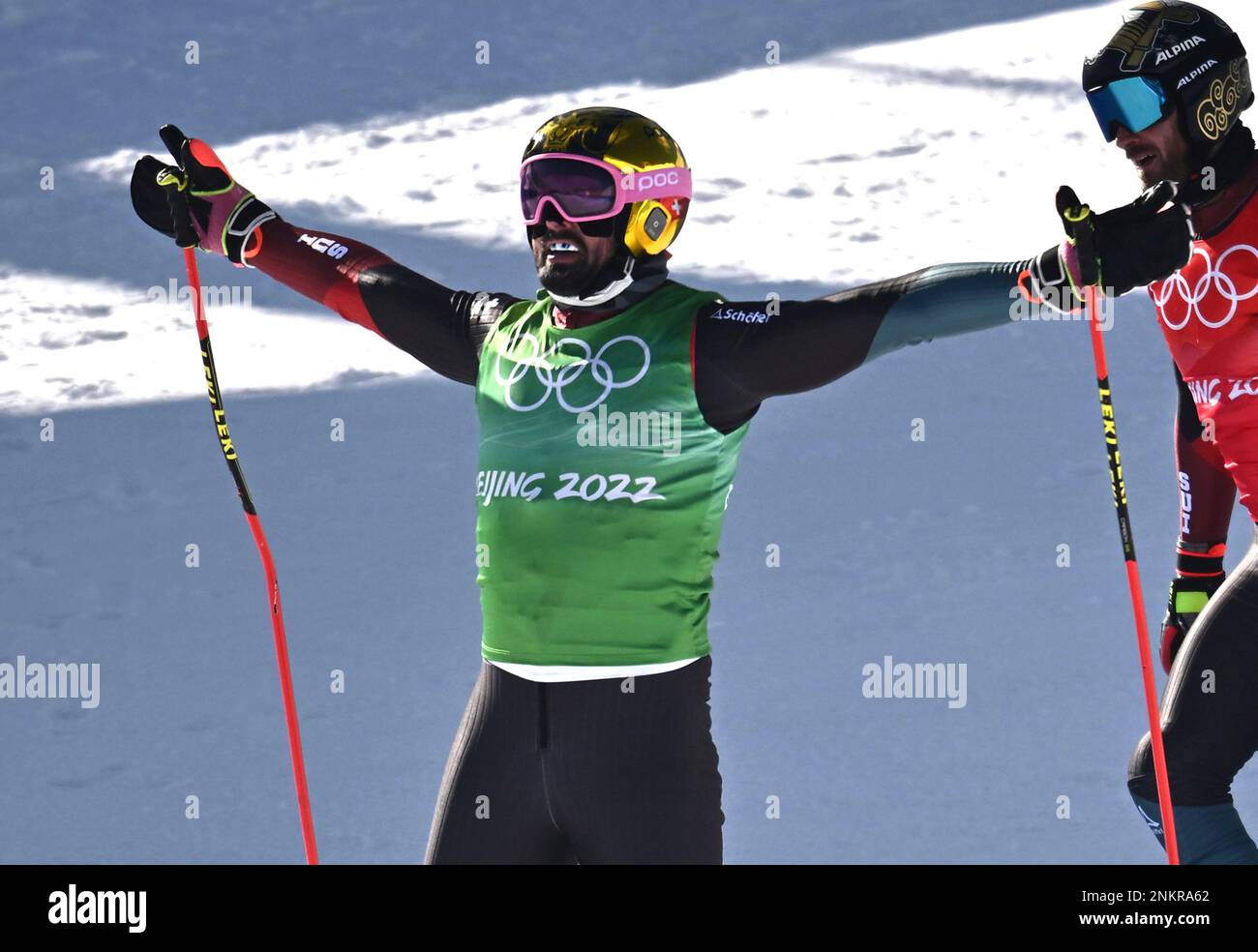 Ryan REGEZ of Switzerland reacts after winning the Men's Ski Cross ...