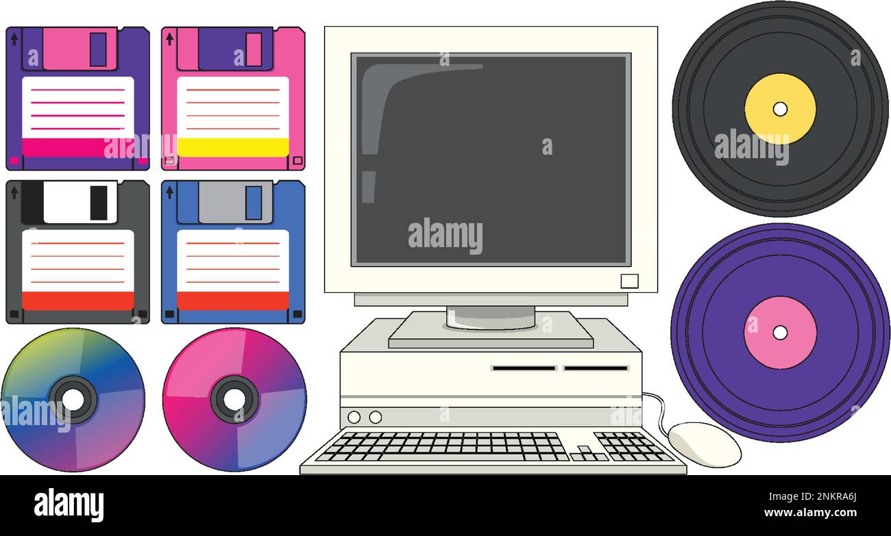 Retro objects and electronic devices illustration Stock Vector Image ...