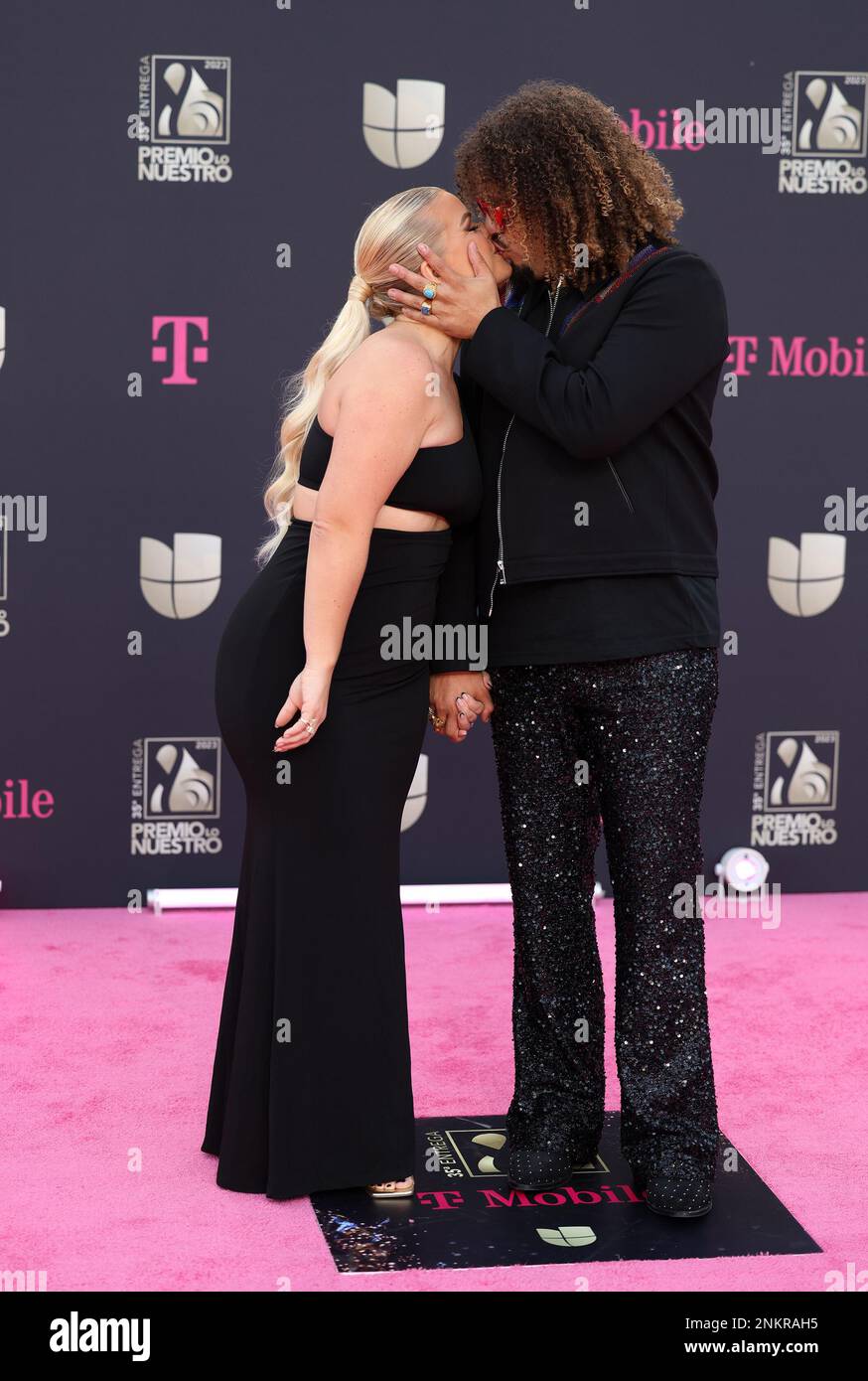 MIAMI, FL-FEB 23: K Marie and Maffio are seen during Univision “ Premio ...
