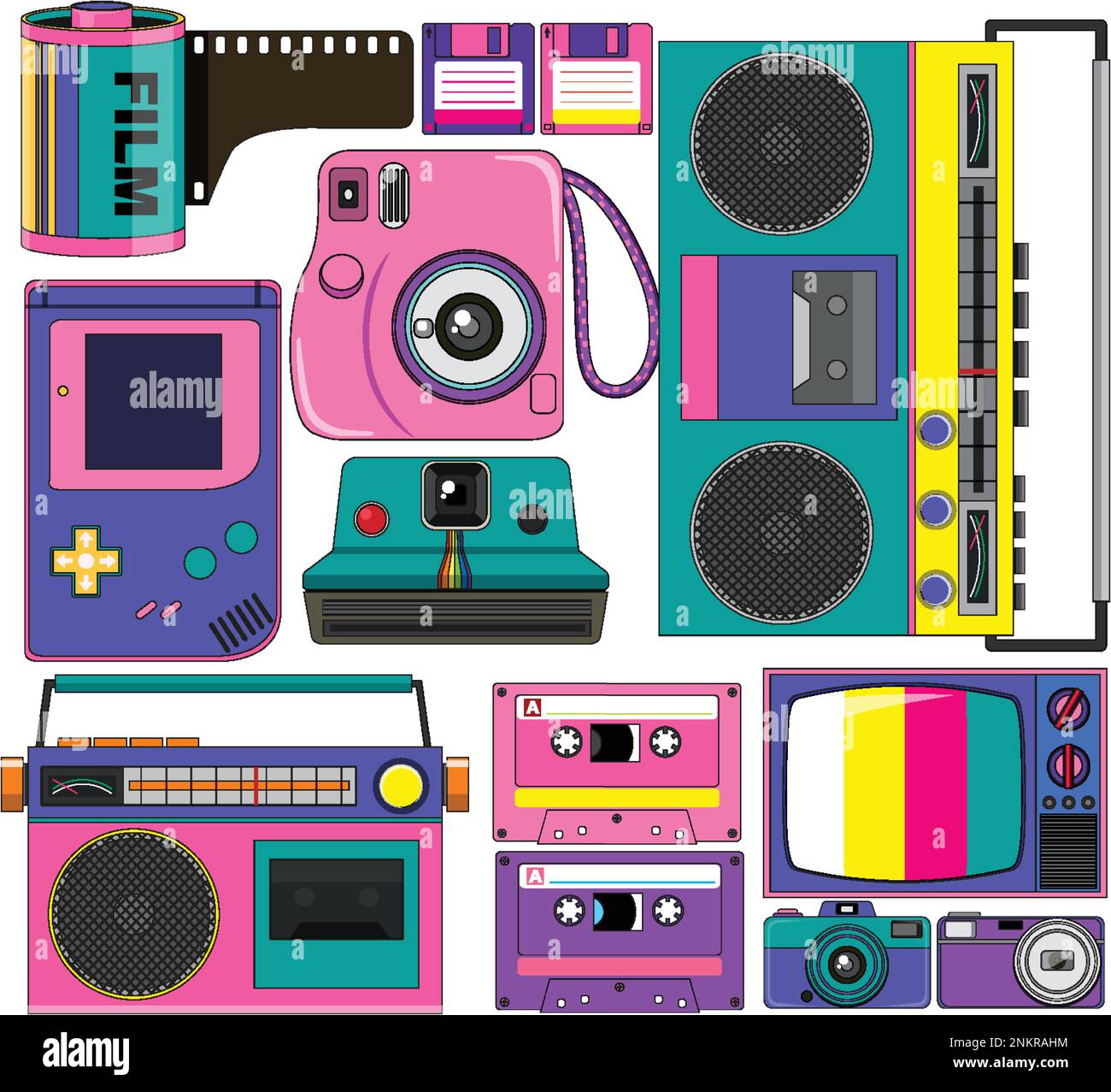 Retro objects and electronic devices illustration Stock Vector Image ...
