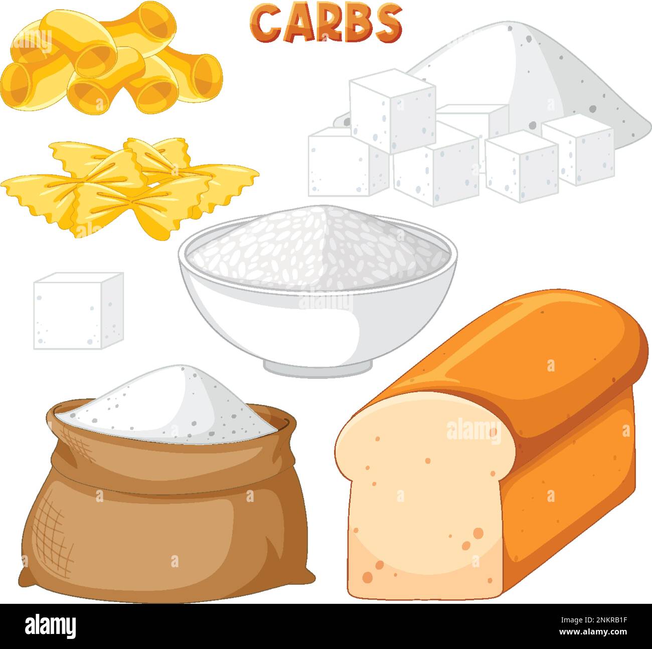 Variety of carbohydrates foods illustration Stock Vector Image & Art ...