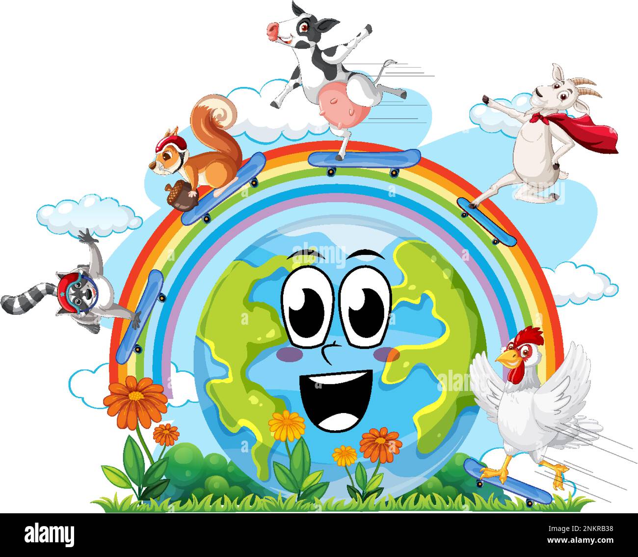 Animals on the planet earth illustration Stock Vector Image & Art - Alamy