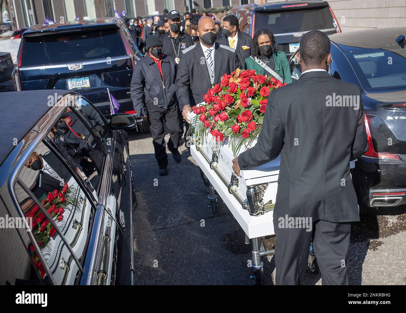Amir Locke's casket is wheeled to the hearse following his funeral at ...