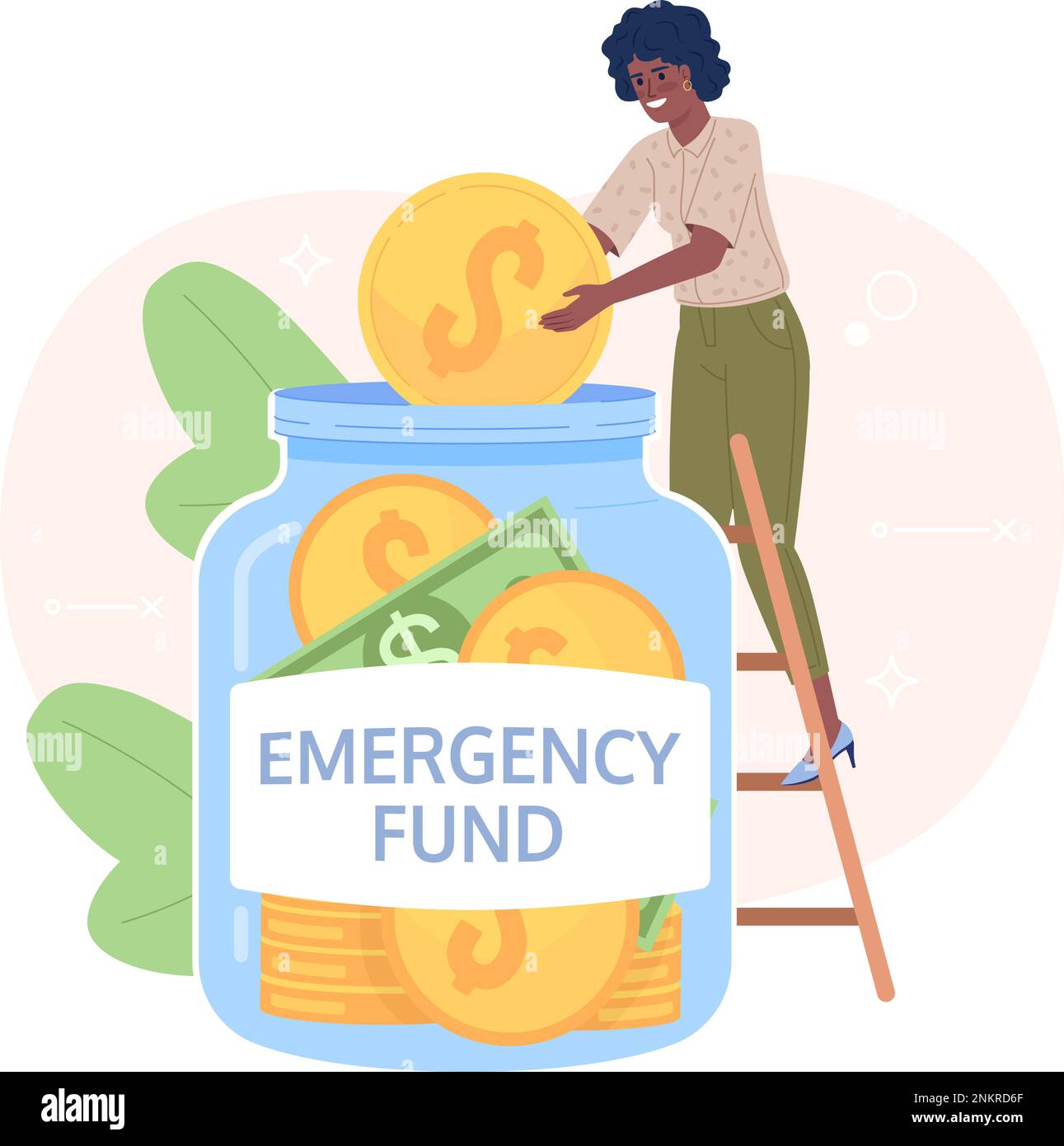 Saving money for emergency fund flat concept vector spot illustration ...
