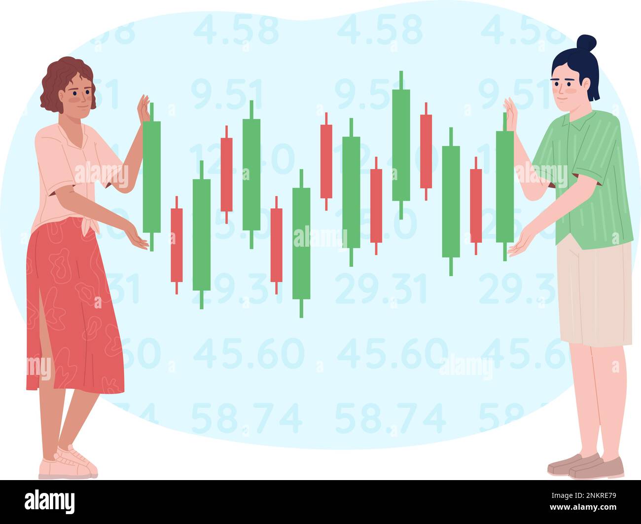 Investors monitoring stock performance flat concept vector illustration ...