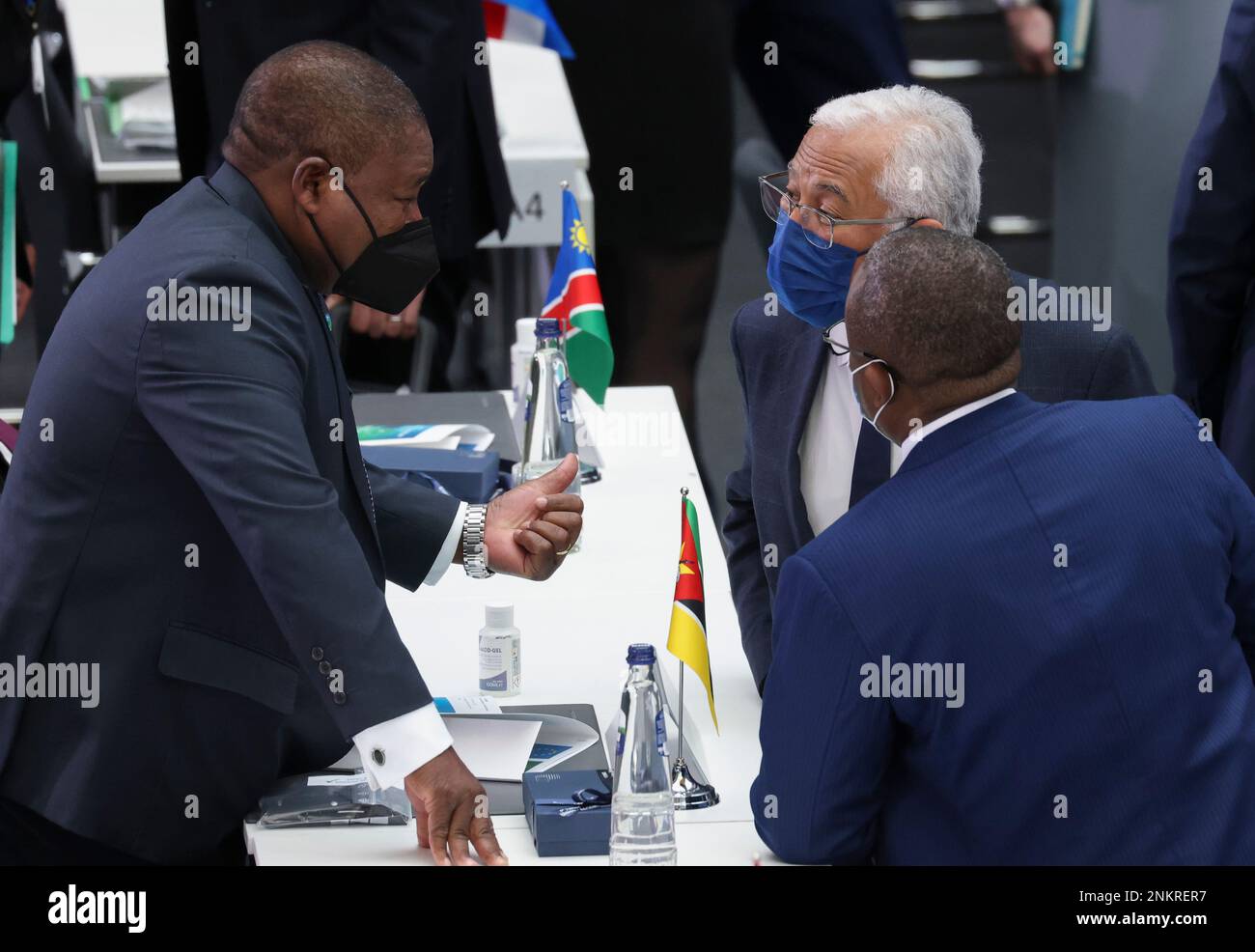 Portugal's Prime Minister Antonio Costa, second right, speaks with ...