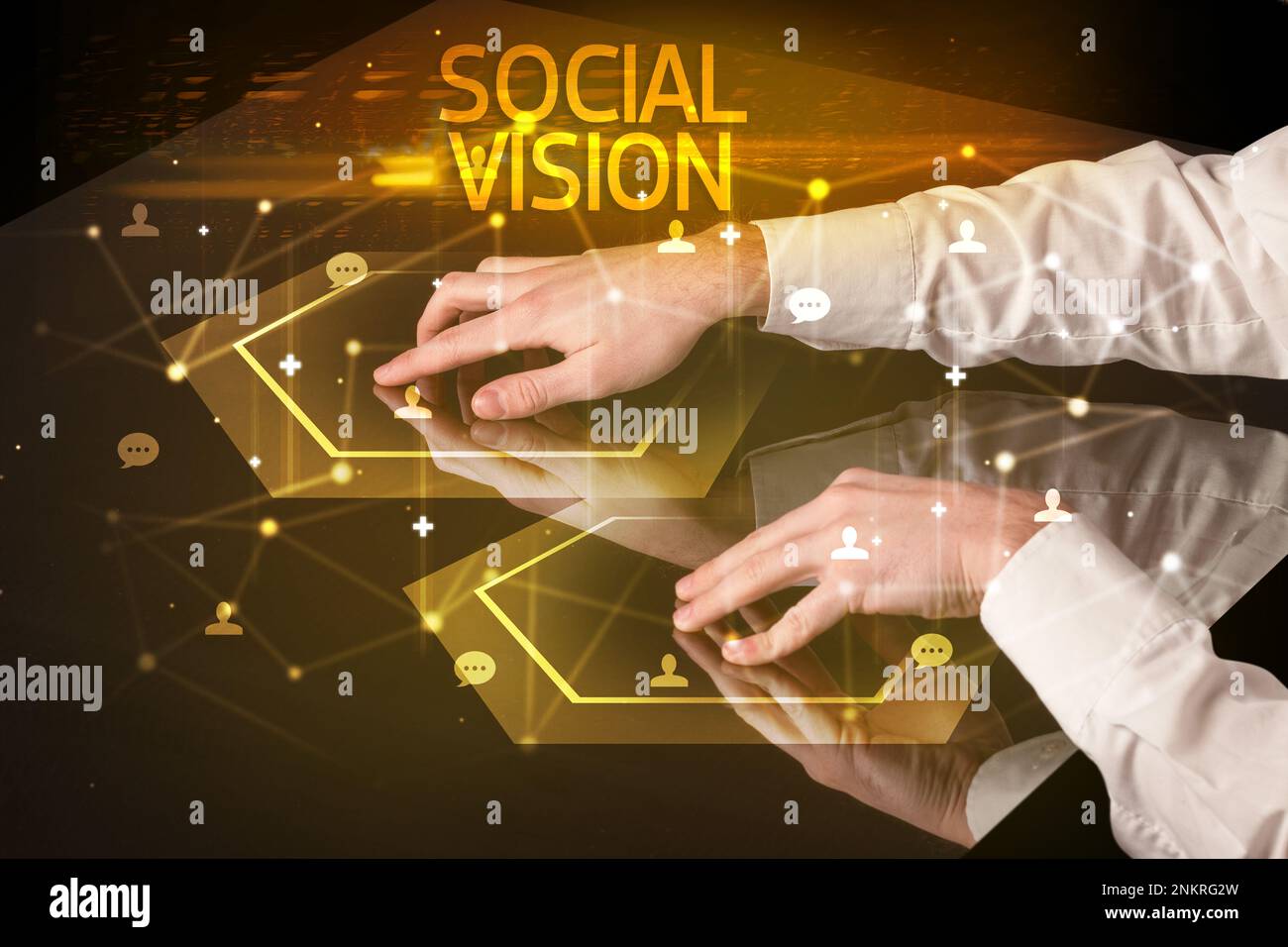 Navigating social networking with social icons Stock Photo - Alamy