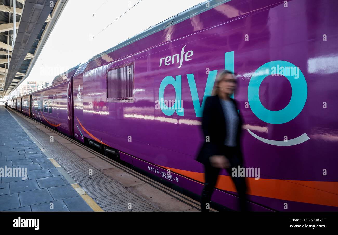 The Avlo train arrives at Joaquín Sorrolla station, on February 17 ...