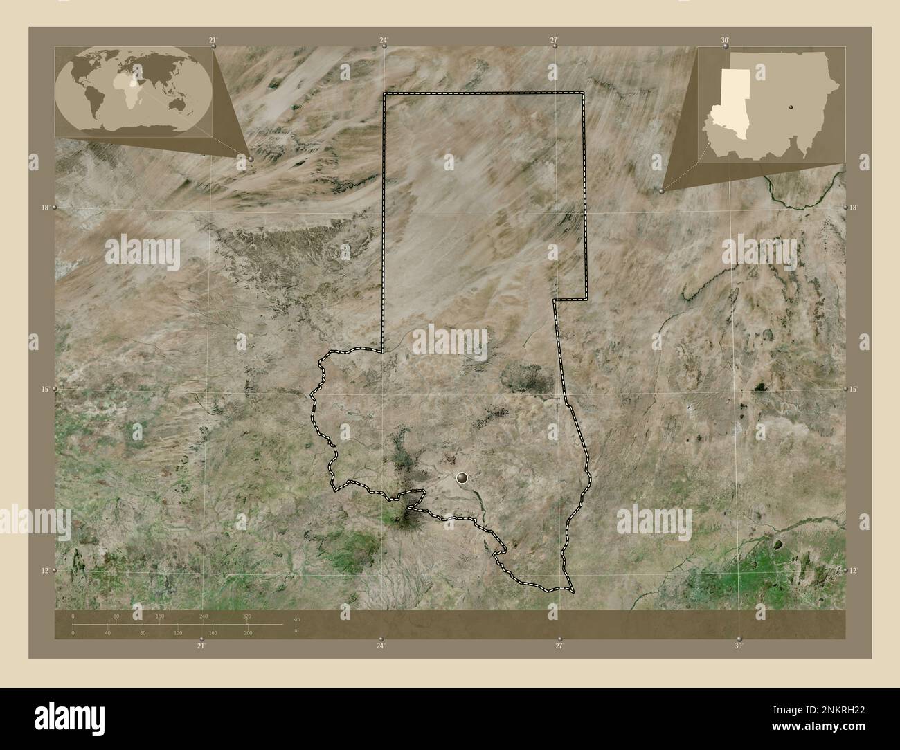 North Darfur, state of Sudan. High resolution satellite map. Corner ...