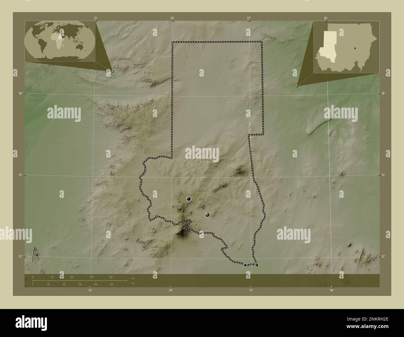 North Darfur, state of Sudan. Elevation map colored in wiki style with ...
