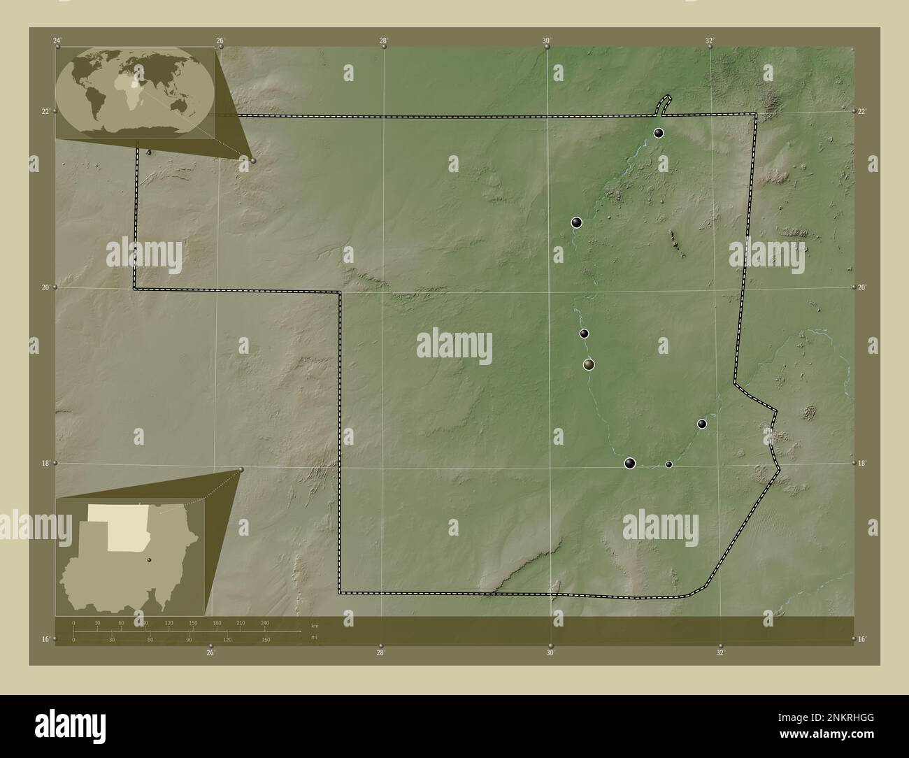 Northern, state of Sudan. Elevation map colored in wiki style with ...