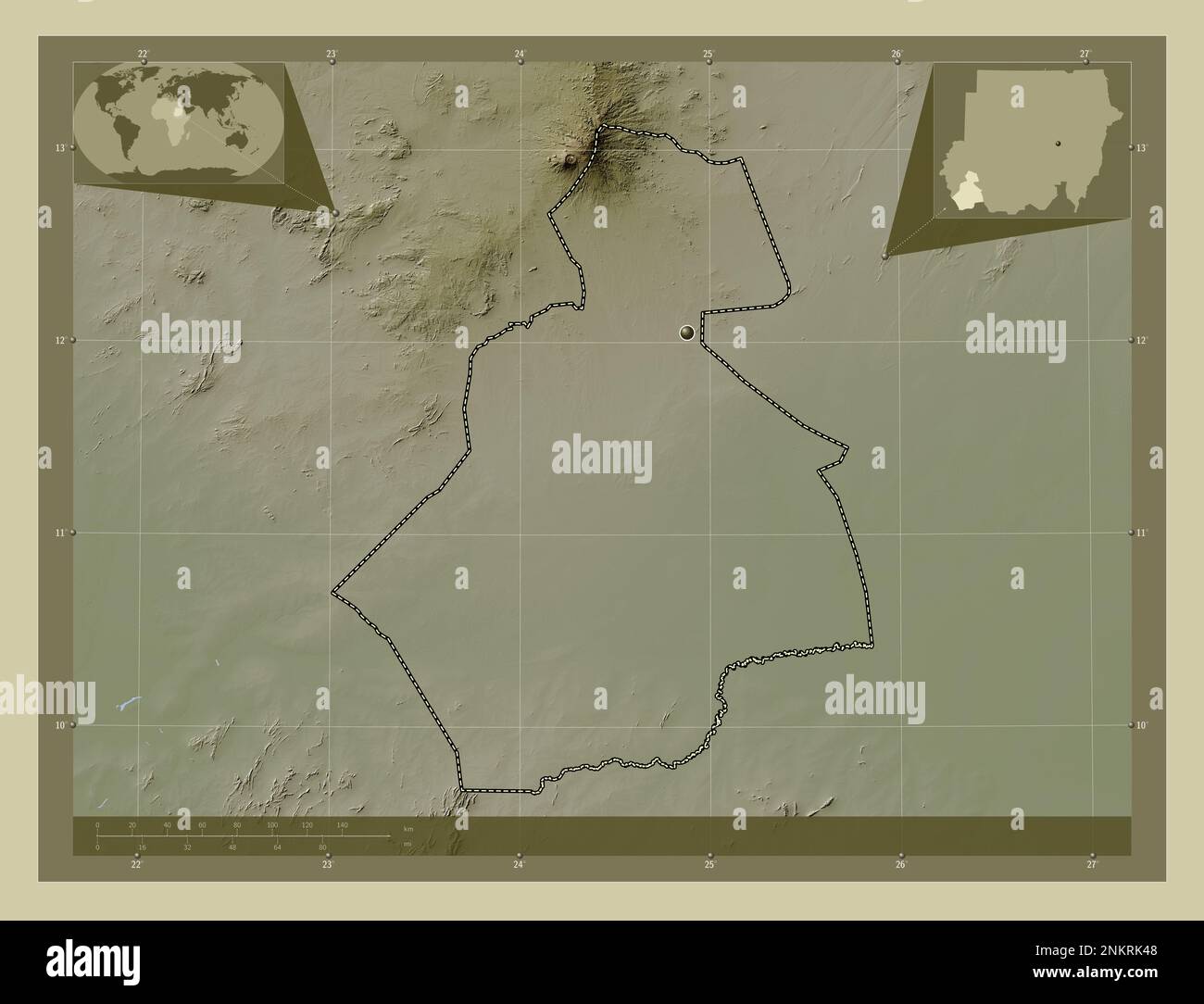 South Darfur, state of Sudan. Elevation map colored in wiki style with ...