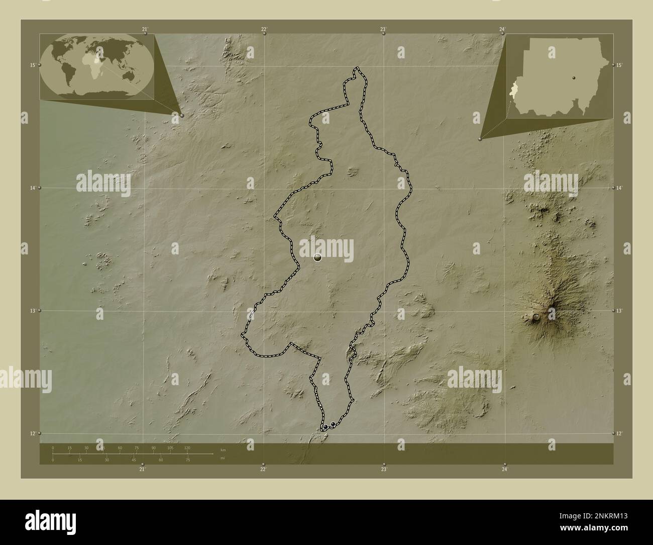 West Darfur, state of Sudan. Elevation map colored in wiki style with ...