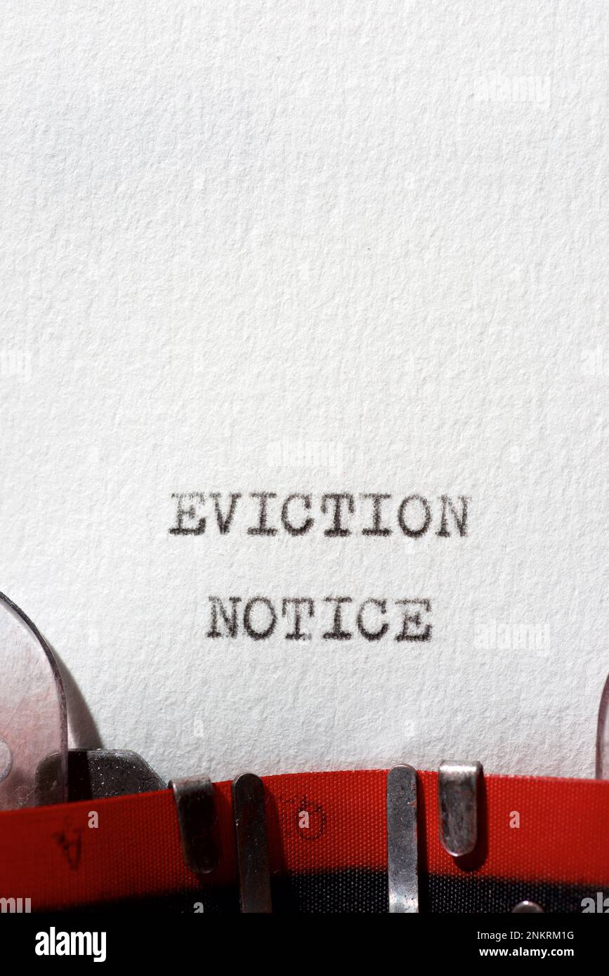 Eviction notice text written with a typewriter Stock Photo - Alamy