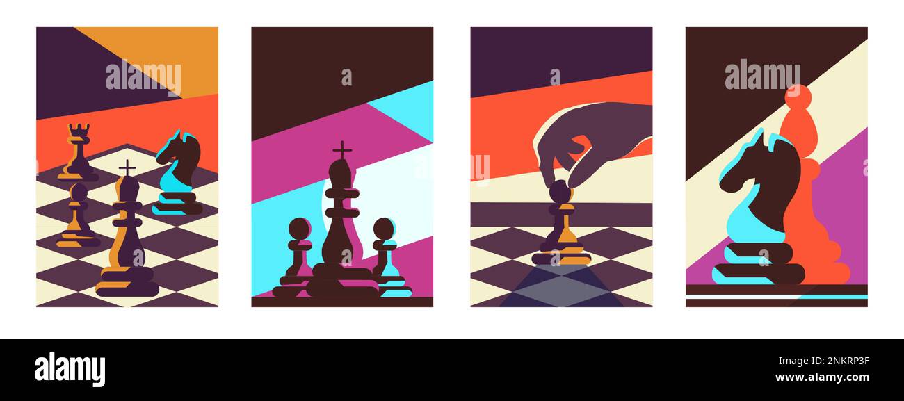Chess club posters. Strategy game match. Play battle. Business ...