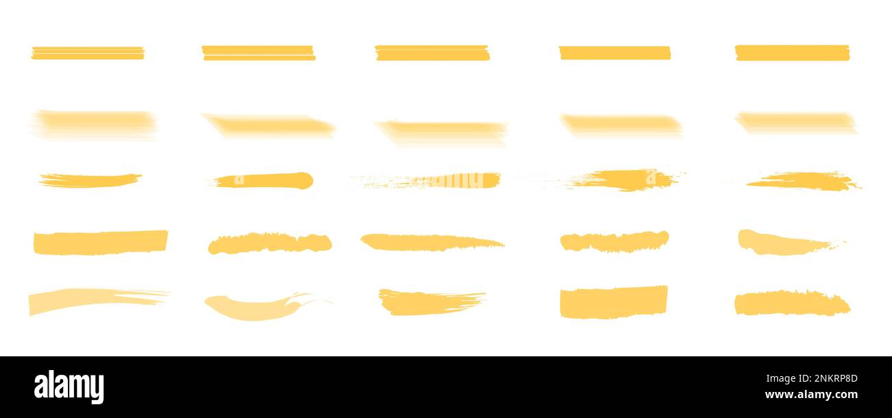 Yellow highlighter stroke. Paint brushstroke. Grunge smears. Felt pen ...