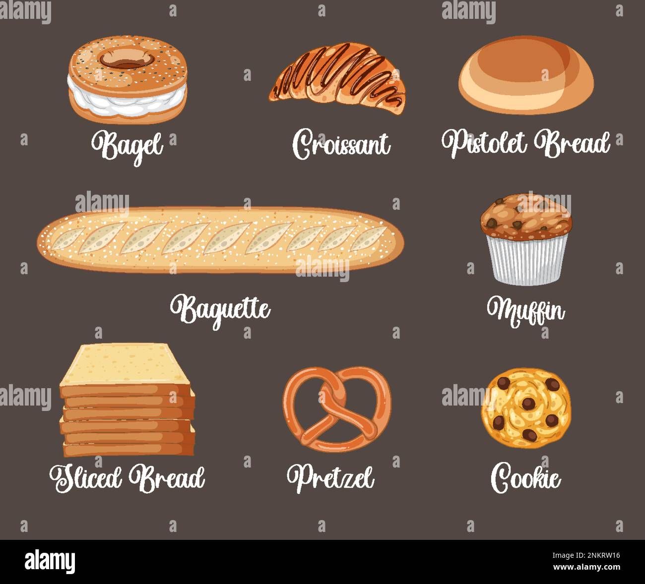 Set of bread and pastry bakery products illustration Stock Vector Image ...