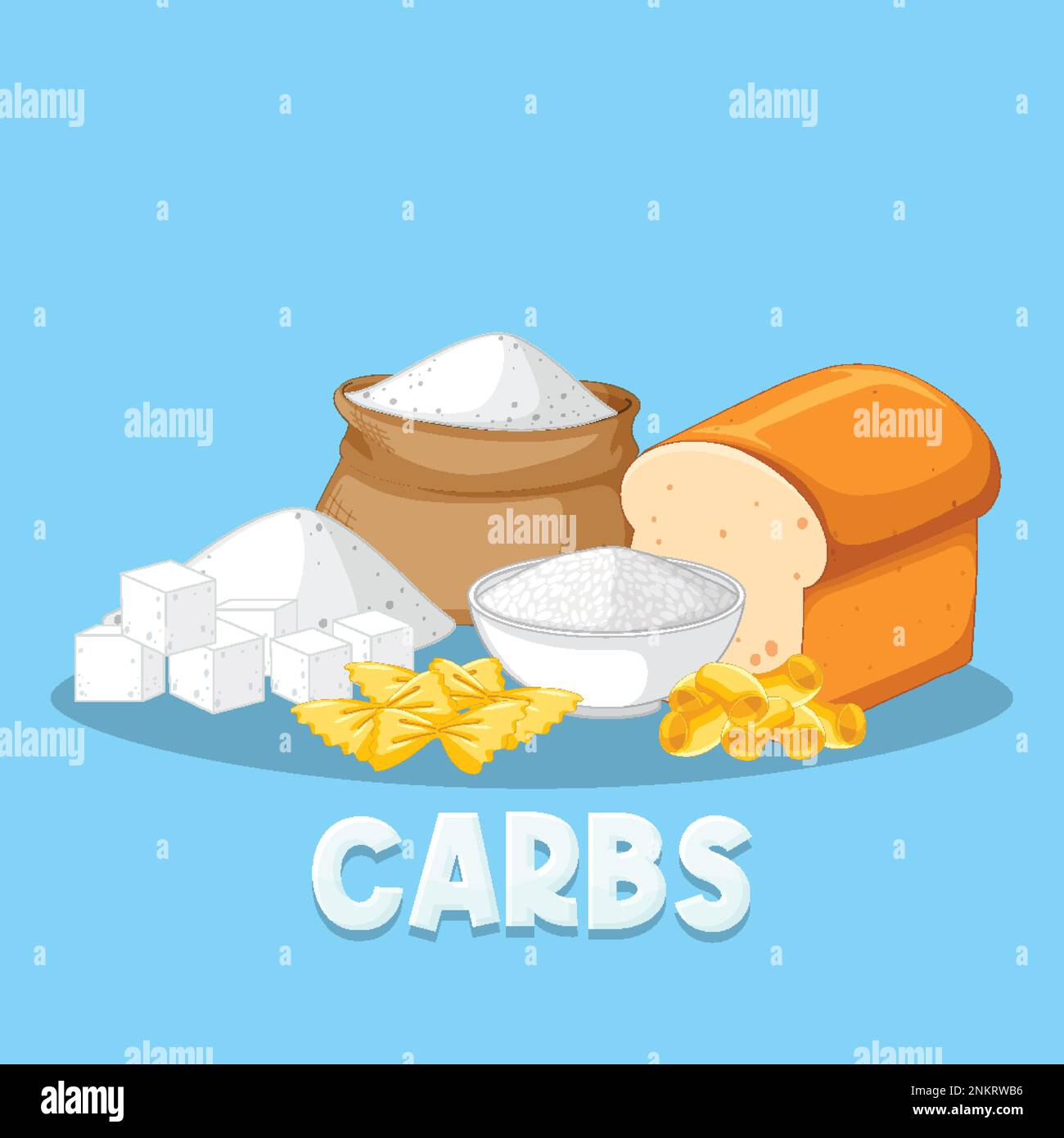 Variety Of Carbohydrates Foods Illustration Stock Vector Image And Art Alamy
