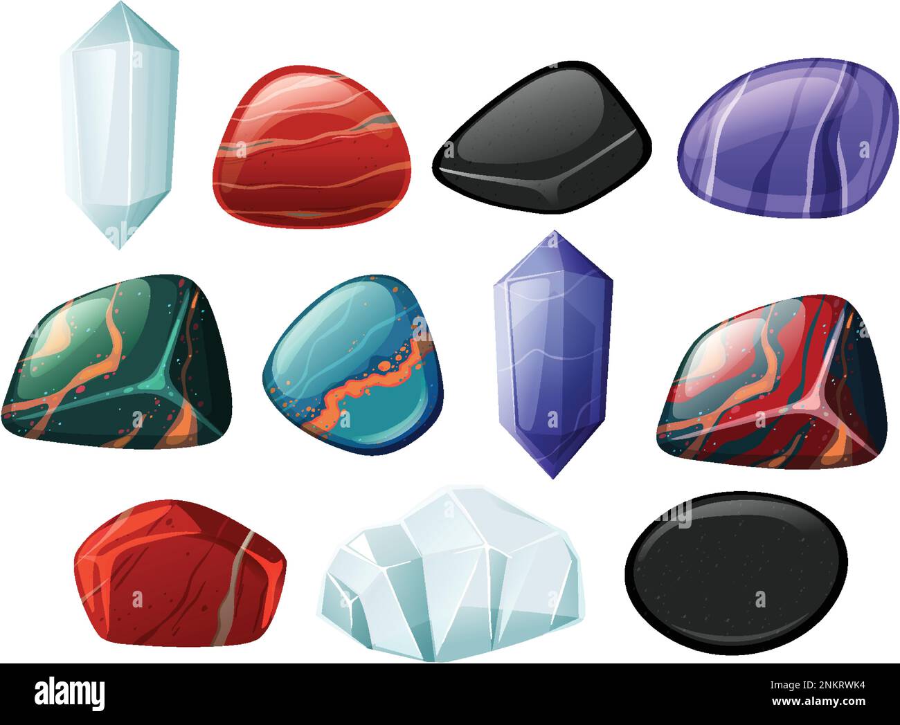 Set of healing crystals and stones illustration Stock Vector Image ...