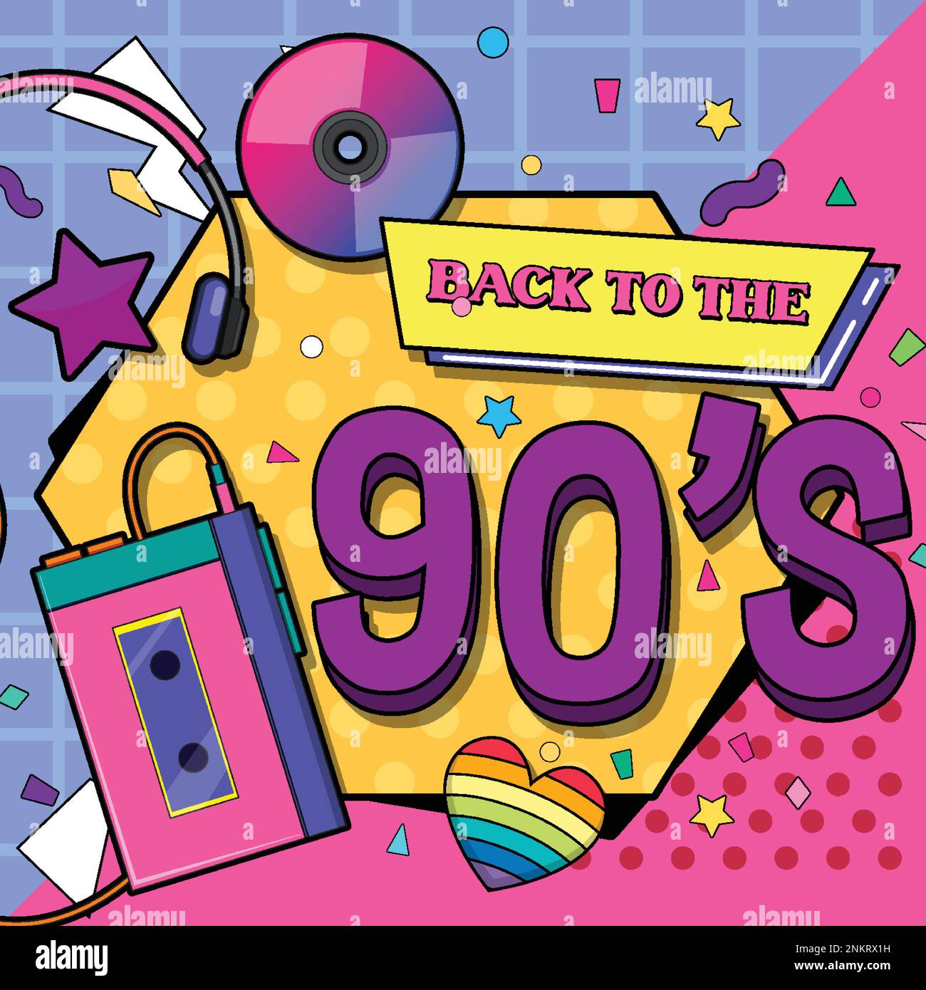 90s party poster template illustration Stock Vector Image & Art - Alamy