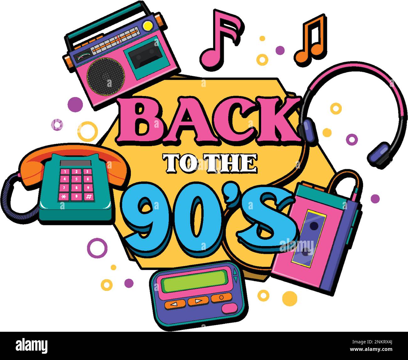 Back to the 90s banner template illustration Stock Vector Image & Art ...
