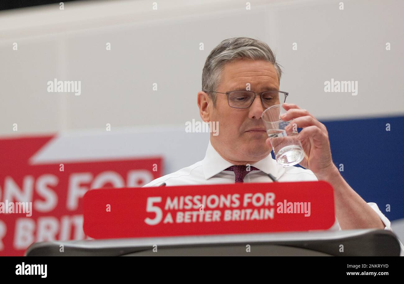 Manchester UK. 23/02/2023, Keir Starmer launches five bold missions for a better Britain at 1 ...