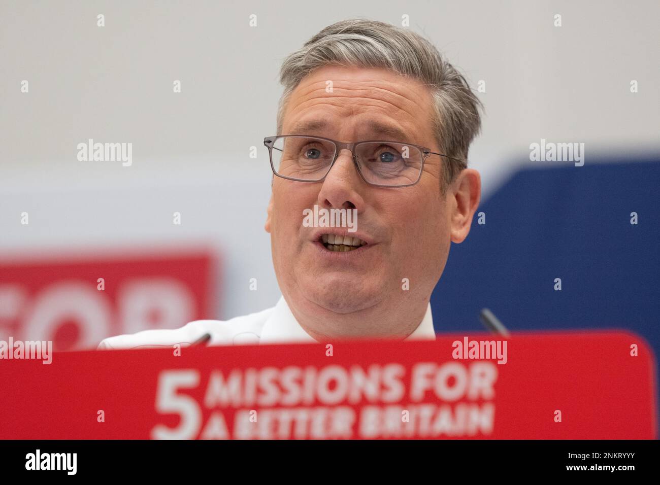 Manchester UK. 23/02/2023, Keir Starmer launches five bold missions for a better Britain at 1 ...